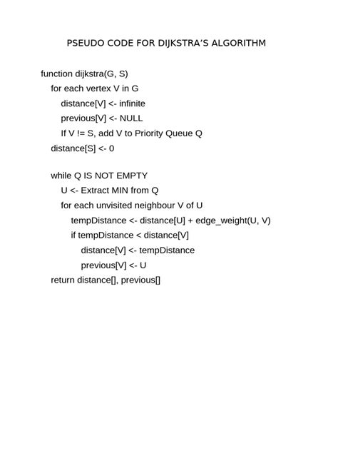 Pseudo Code For Dijkstra Pdf Computers Technology And Engineering