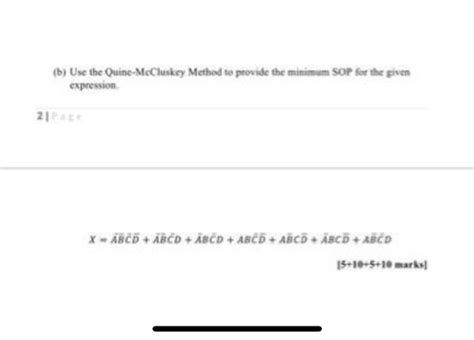 Solved B Use The Quine Mccluskey Method To Provide The