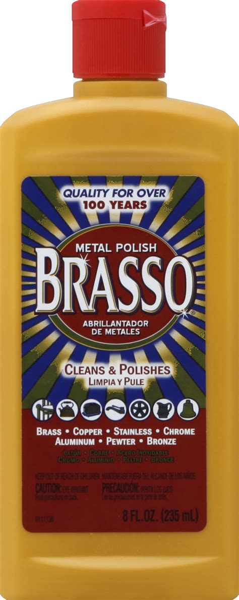 Brasso Metal Polish 8oz Bottle For Brass Copper Stainless Chrome Aluminum Pewter And Bronze