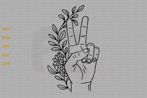Floral Peace Sign Hand Svg Flower Svg Graphic By Craftabledesign