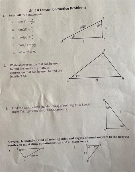 solved unit 4 lesson 6 practice problems 1 select all true