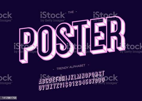 벡터 포스터 유행 글꼴 3d 굵게 인쇄 술 3차원 형태에 대한 스톡 벡터 아트 및 기타 이미지 3차원 형태 개체 그룹 기하 도형 Istock