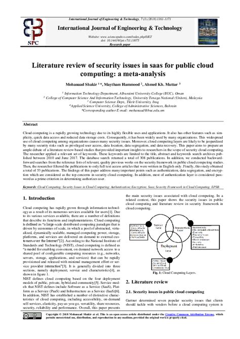 Pdf Literature Review Of Security Issues In Saas For Public Cloud