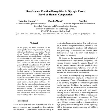 Fine Grained Emotion Recognition In Olympic Tweets Based On Human