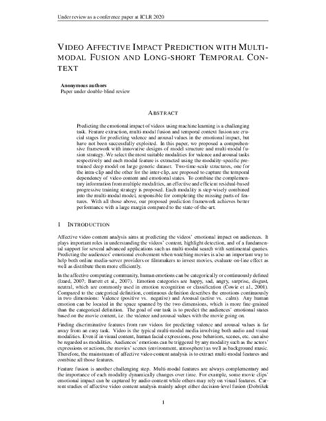 Pdf Video Affective Impact Prediction With Multimodal Fusion And Long