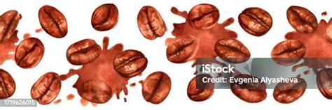 커피 원두의 매끄러운 경계 로부스타와 아라비카 품종의 향기 국제 커피의 날 천연 향기로운 음료 카페를 위한 이음매 없는 줄무늬 Robusta Coffee Crop에 대한