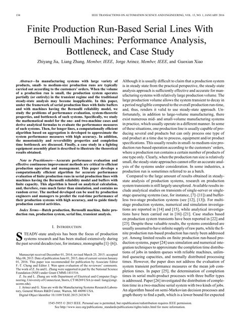 Pdf Finite Production Run Based Serial Lines With Bernoulli Machines Performance Analysis