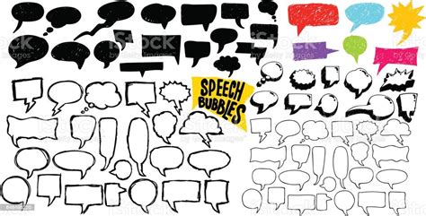 대강 손으로 그린 연설 거품의 설정 벡터 일러스트입니다 흰색 배경에 고립 Freehand 도면입니다 0명에 대한 스톡 벡터 아트 및 기타 이미지 Istock