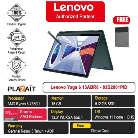 Jual Laptop Lenovo Yoga 6 13abr8 83b2001pid Amd Ryzen 5 7530u 16gb 512gb Ssd Amd Radeon