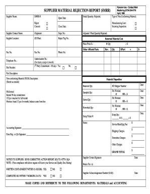 Material Rejection Report Format Fill Online Printable Fillable Blank PdfFiller