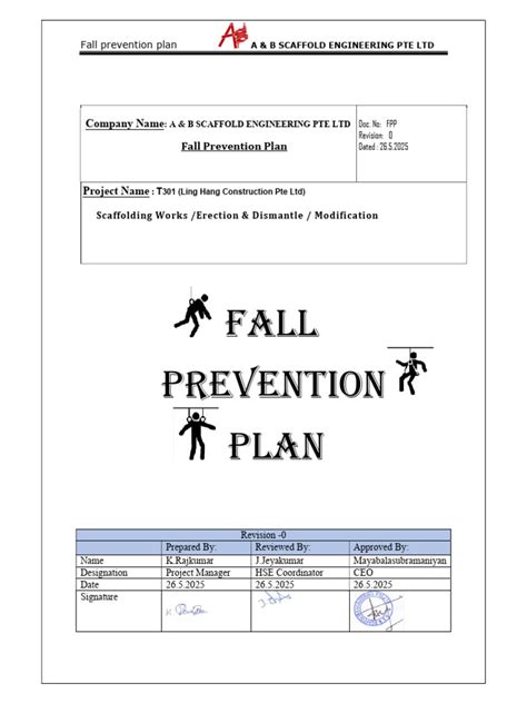 Fall Prevention Plan T301 Pdf Scaffolding Personal Protective