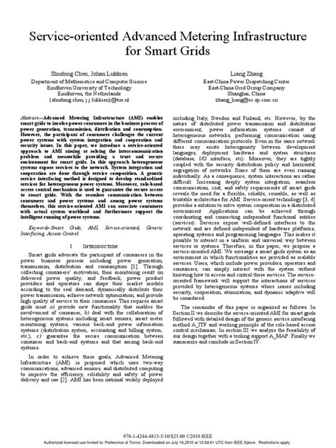 Service Oriented Advanced Metering Infrastructure For Smart Grids Pdf Smart Grid Grid