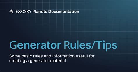 Generator Rulestips Exosky Planets Documentation