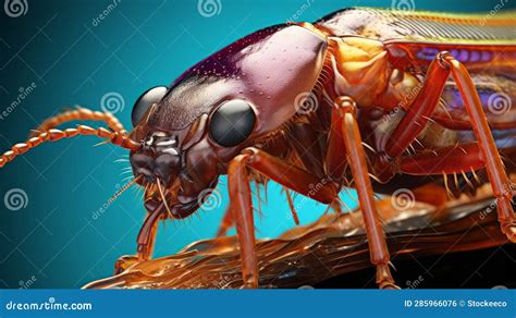 Aggressive Digital Illustration Of A Cockroach Under The Microscope