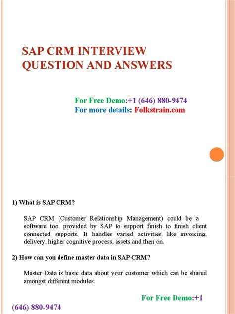Sap Crm Interview Question And Answers For Free Demo Pdf Customer