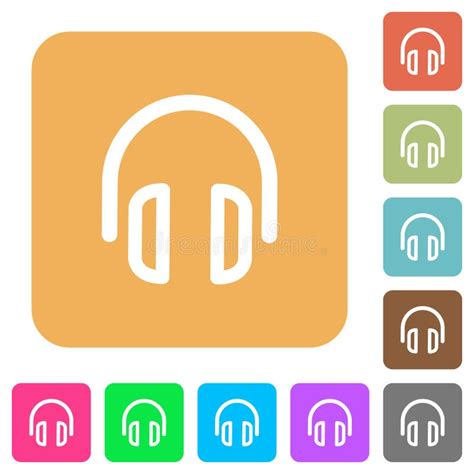 Headset Rounded Square Flat Icons Stock Vector Illustration Of Earphone Corners 188505425