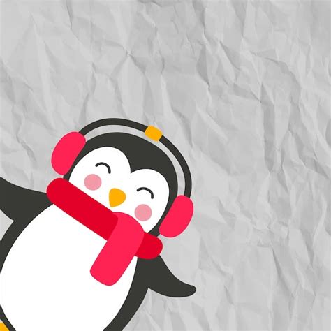 공백이 있는 만화 펭귄 캐릭터의 벡터 일러스트 레이 션 프리미엄 벡터