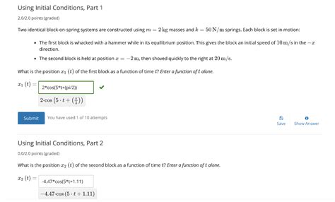 Solved Using Initial Conditions Part 1 2020 Points