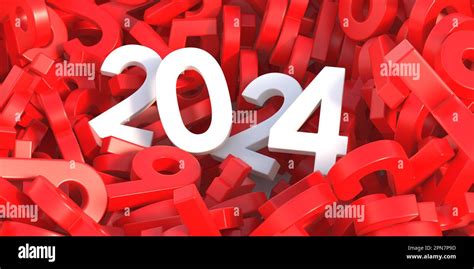 2024 Happy New Year White Number Against Red Random Digit Stack Background White For Peace Day