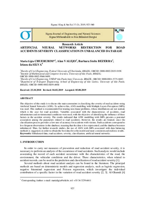 Pdf Artificial Neural Networks Restriction For Road Accidents Severity Classification In
