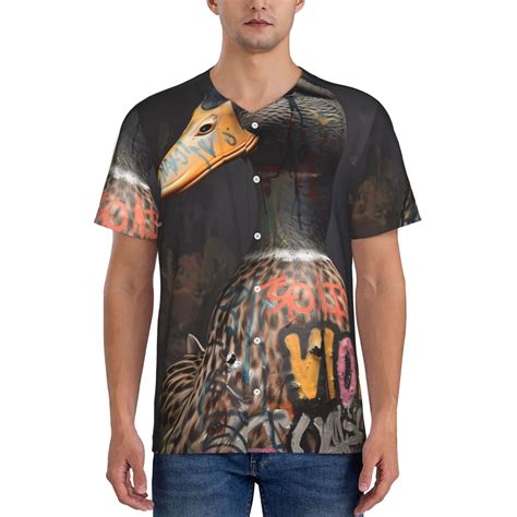 Easygdp Graffiti Cool Duck Mens T Shirts Baseball Vintage Fashionable