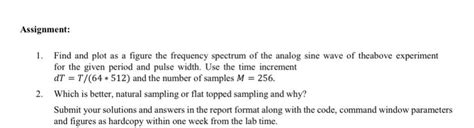 Solved Assignment Find And Plot As A Figure The Chegg