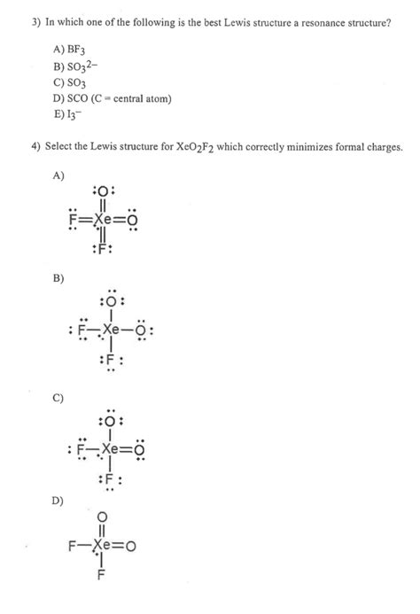 Solved 1 Which One Of The Following Lewis Structures Is