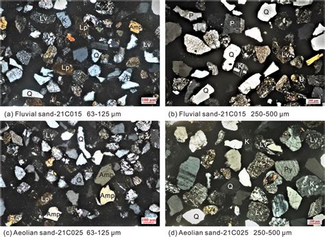 Photomicrographs Of Fluvial Ab And Aeolian Cd Sand In The Finest Download Scientific
