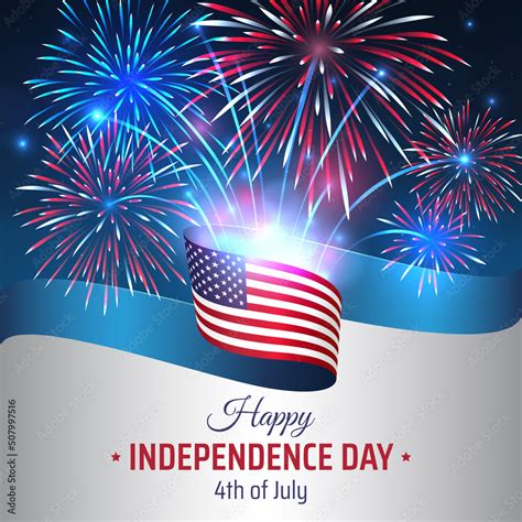 4th Of July Happy Independence Day Usa Template American Flag On