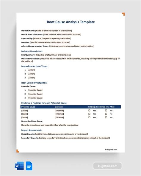Root Cause Analysis Template Root Cause Analysis Template Word Basic