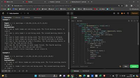 2402 Meeting Rooms Iii Leetcode Daily Potd Solution Java C Python Youtube