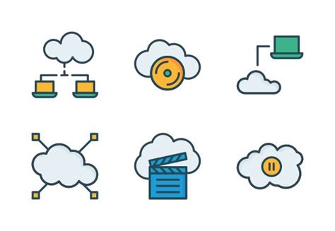 cloud computing flat color icons by iconic hub