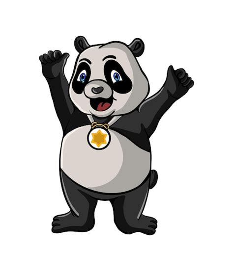 Cartoon Illustrationsdesign Eines Süßen Pandas Der Eine Medaille Mit