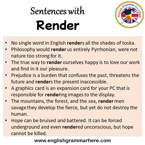 sentences with render render in a sentence in english sentences for