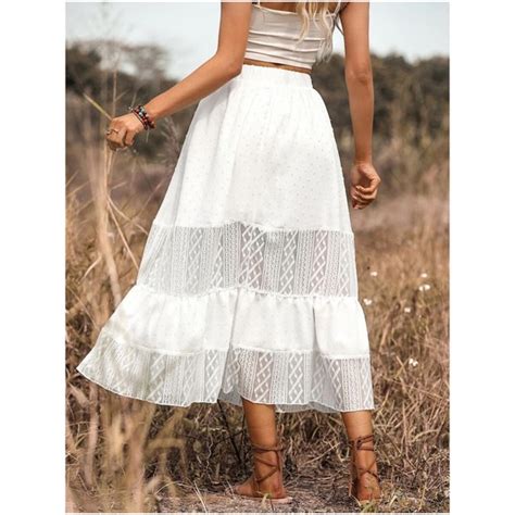 Skirts Boho White Lace Ruffle Maxi Skirt Poshmark