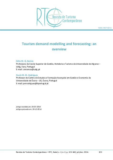 Pdf Tourism Demand Modelling And Forecasting An Overview