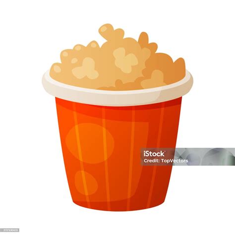 짭짤한 팝콘 에서 빨간 마분지 상자 로서 패스트 푸드 점심 벡터 일러스트 건강하지 못한 생활방식에 대한 스톡 벡터 아트 및 기타 이미지 건강하지 못한 생활방식 건강한