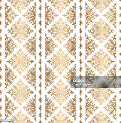 골든 빈티지 클래식 장식 원활한 다마스크 패턴 우아한 클래식 감촉 럭셔리 로얄 빅토리아 바로크 양식의 요소 직물 직물 벽지에