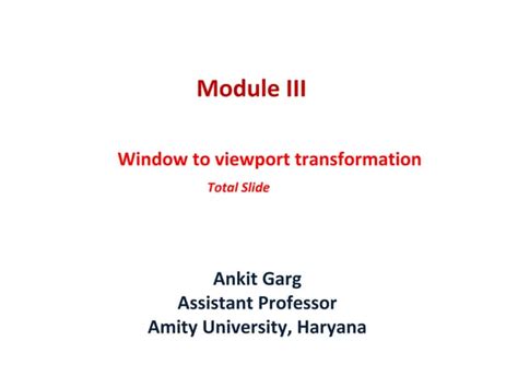 Window To Viewport Transformation Ppt