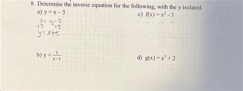 Solved Determine The Inverse Equation For The Following Chegg