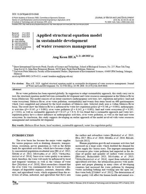 Applied Structural Equation Model In Sustainable D 1 Download Free Pdf Natural Environment