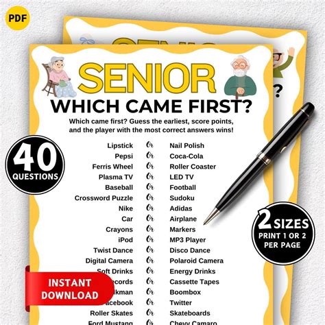 Which Came First Trivia Game Games For Senior Citizens Fun Elderly