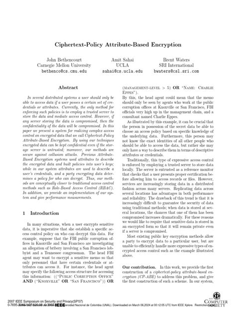 Cp Abe Pdf Encryption Public Key Cryptography