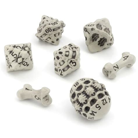 Dnd Dice Set Set Of 7 Polyhedral Skull And Bone Rpg Dice D20 D12 D10 D10 D8