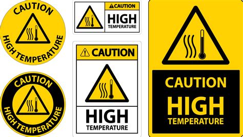 Caution High Temperature Symbol And Text Safety Sign 15293006 Vector