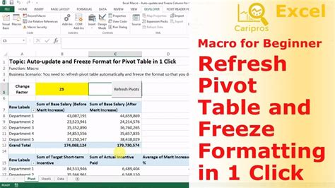 Auto Refresh Pivot Table And Freeze Format In 1 Click Macro For