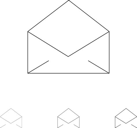 Email Mail Message Open Bold And Thin Black Line Icon Set 15633544 Vector Art At Vecteezy