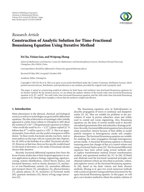 Pdf Construction Of Analytic Solution For Time Fractional Boussinesq