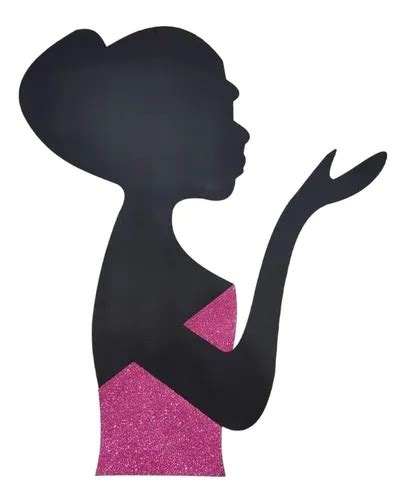 Painel Silhueta Feminina Mulher Em Eva 60 Cm Preto C Pink Mercadolivre