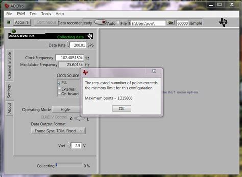ADCPro Maximal Number Of Grabbed Samples Data Converters Forum Data Converters TI E E